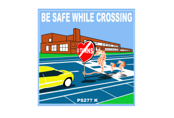 The street sign designed by students from PS 277.